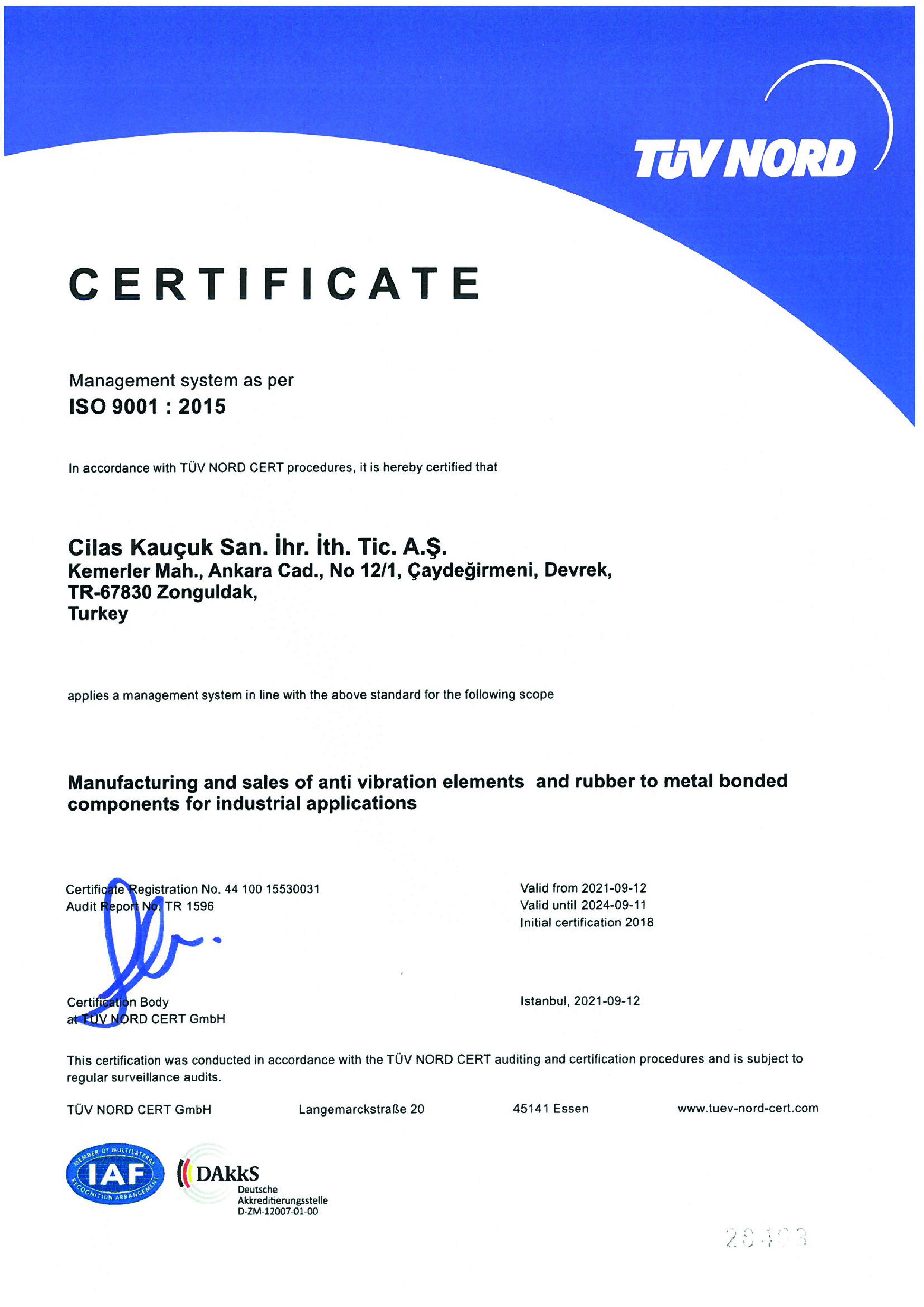 Certificates | Cilas Metal